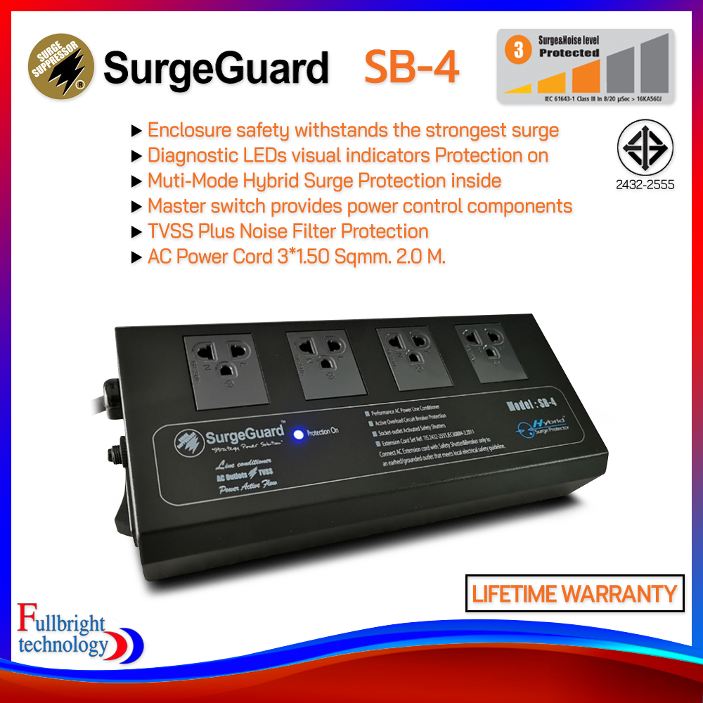 SurgeGuard SB-4 (Hybrid Surge Protector) ปลั๊กกรองไฟ ลดทอนไฟกระชากและ ...