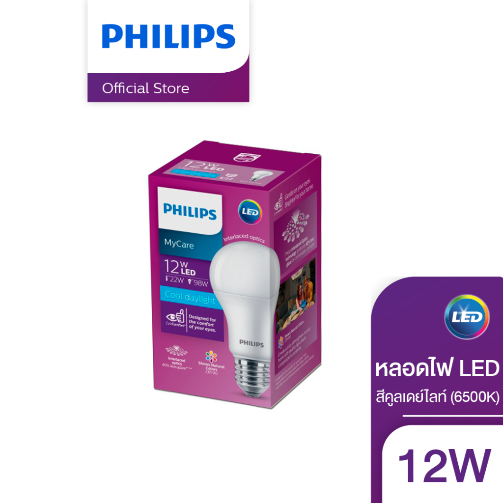 Philips Lighting หลอด LED PHILIPS 12 วัตต์ COOL DAYLIGHT E27 (6500K) | Shopee Thailand