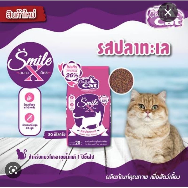 Catty cat smile x อาหารแมวรสปลาทะเลสำหรับแมวอายุตั้งแต่ 1 ปีขึ้นไป แบ่ง ...