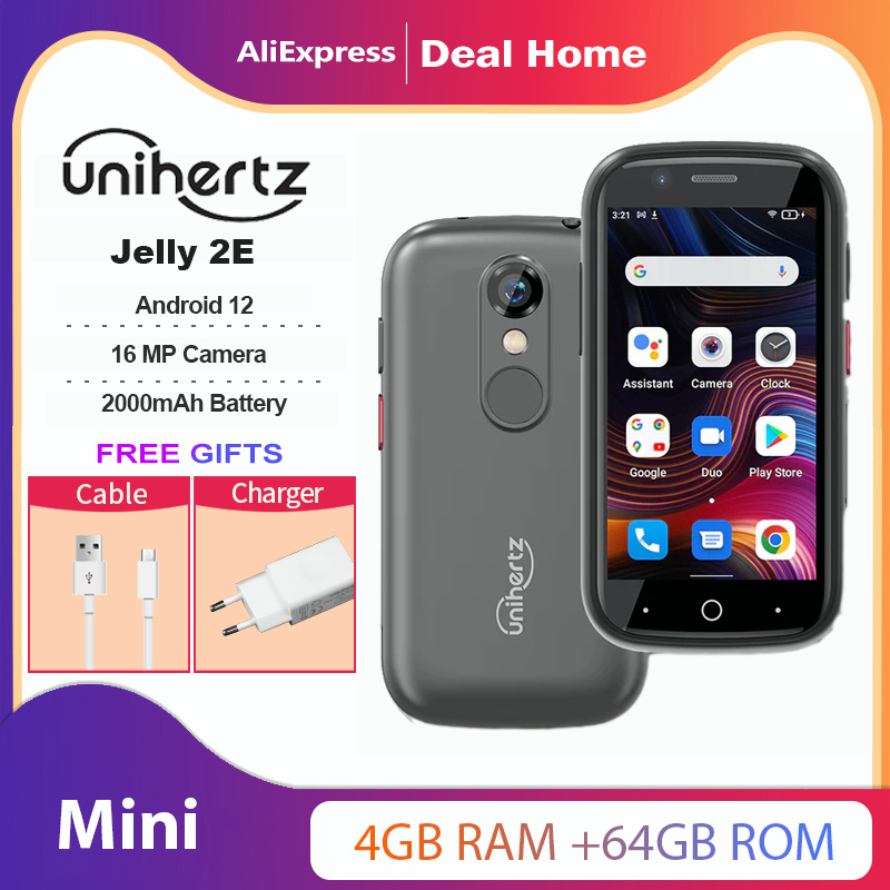 Unihertz Jelly 2E Super Mini Smartphone Android 12 Unlocked 4GB 64GB Mobile Phone 2000mAh 16MP ...