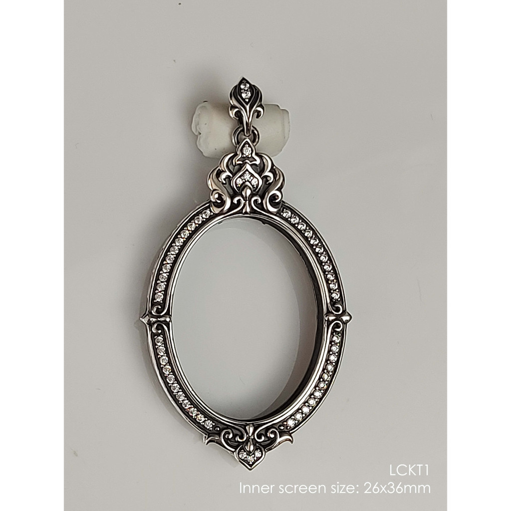 LCKT1Silver925 Locket1 Oval amulet casing 26x36mm ตลับพระ เงินแท้925 ...