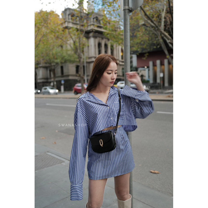 ชุดเซต Mel set (ผ้าริ้วบางไม่มีซับอ่านรายละเอียดและดูคลิปตอนใส่ก่อนได้ ...