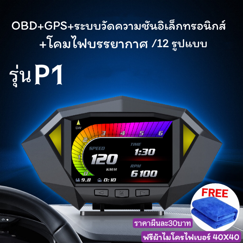 OBD2 สมาร์ทเกจ 2023 OBD2+GPS+SlopeMeter SmartGauge รุ่นP1 อ่าน ลบโค้ดได้ scanner/สแกน มีการรับ ...
