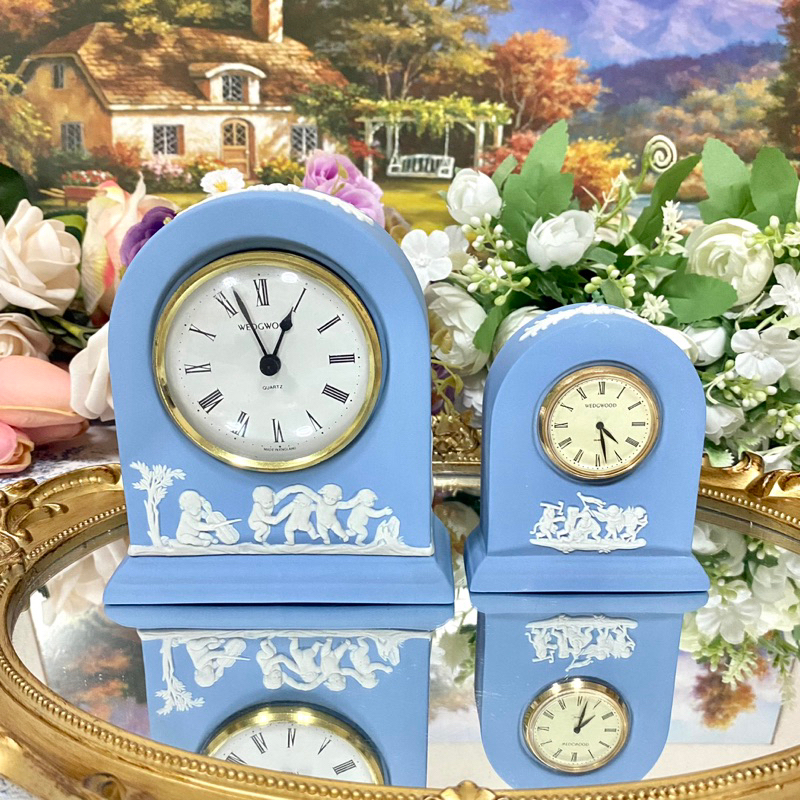 Wedgwood Jasperware Pale Blue Clock นาฬิกาตั้งโต๊ะ 2ชิ้น | Shopee Thailand