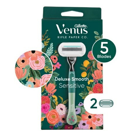 Rifle Paper Co. Deluxe Smooth Sensitive 5 Blades 1 Razor 2 Cartridges ...