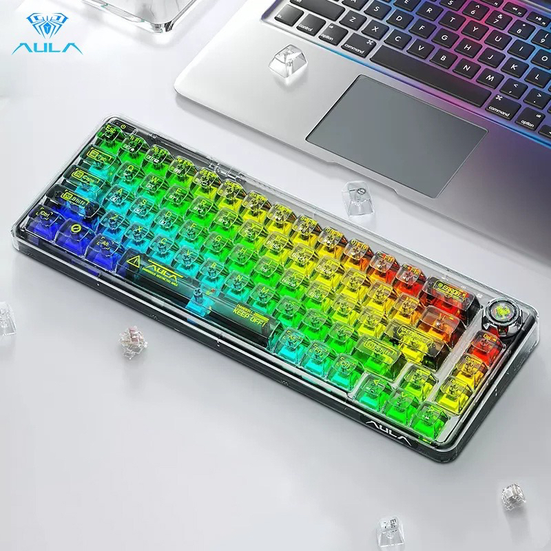 Aula F68 Custom keyboard คีย์บอร์ดใส โปร่งแสง | Shopee Thailand