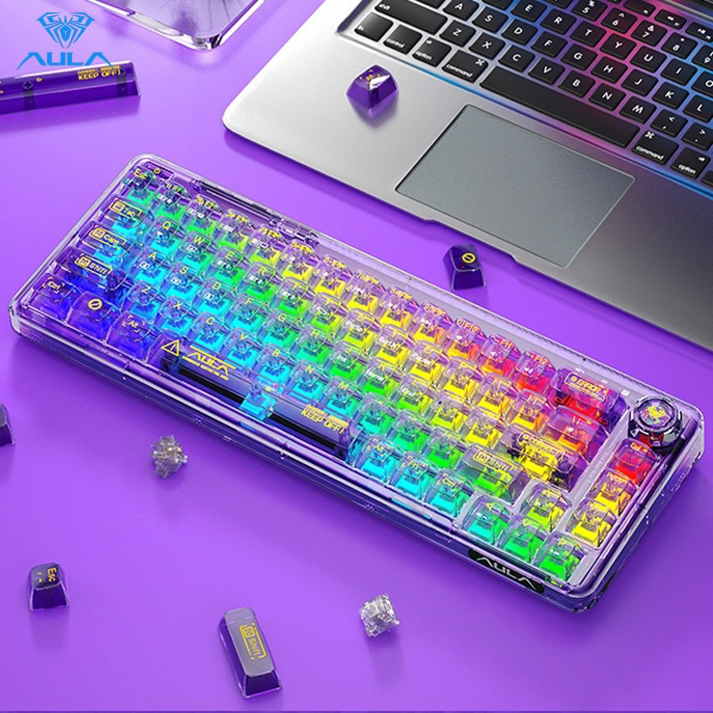 Aula F68 Custom keyboard คีย์บอร์ดใส โปร่งแสง | Shopee Thailand