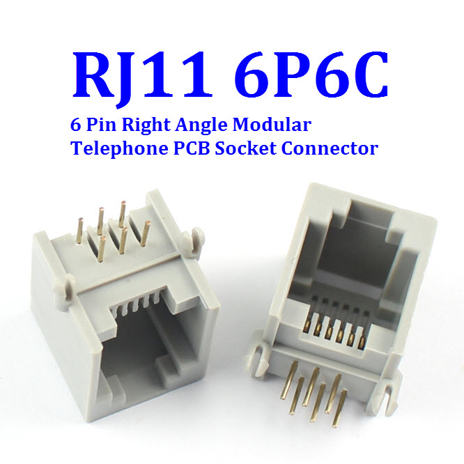(2ชิ้น)RJ11 6P6C Female PCB Mount Telephone Modular Connector | Shopee Thailand