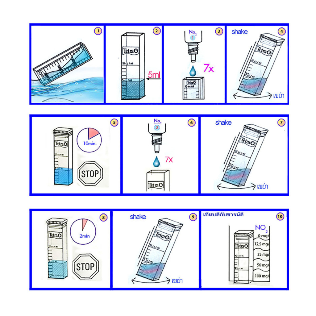 Tetra Test NO2/NO3/pH/GH/KH/NH3/NH4/6in1/CO2 (ชุดทดสอบไนไตรต์, pH น้ำ ...