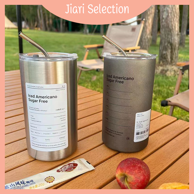 Jiari Selection 【 ขายดีเป็นเทน้ำเทท่า 】ผลิตภัณฑ์ใหม่ Ins 304 แก้วกาแฟ สเตนเลส พร้อมหลอดดูด ...
