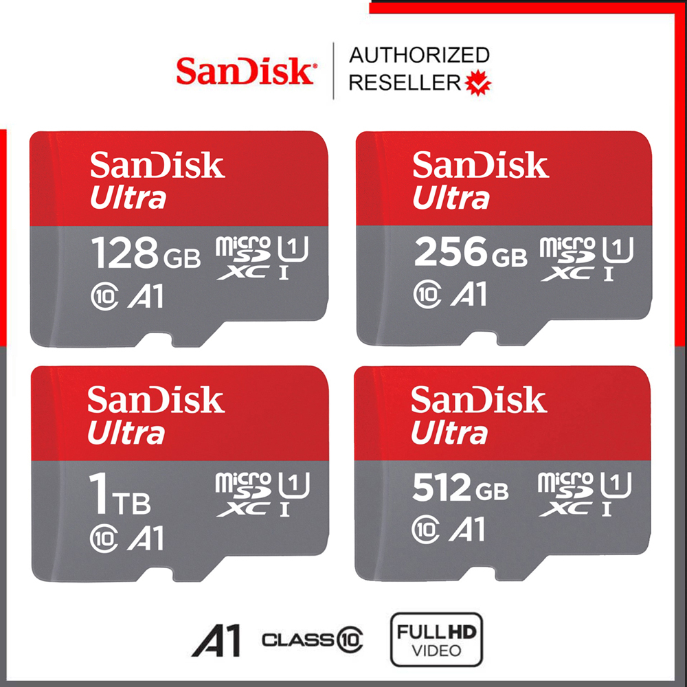 Sandisk Ultra Micro SD Card 128GB 256GB SDXC Class10 A1 Speed 140mb/s, 150mb/s (SDSQUAB) ใส่ ...