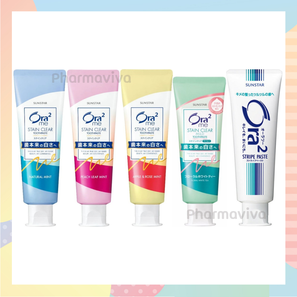 ยาสีฟันผสมฟลูออไรด์ Ora2 me Stain Clear toothpaste Ora2 Stripe Paste ยา ...