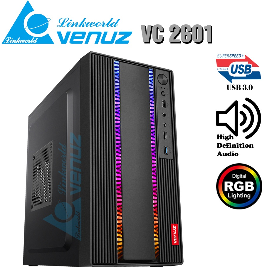 CASE (เคสเกมมิ่ง) VENUZ Computer Case VC2601 Micro-ATX ไฟ RGB สวยๆ ...