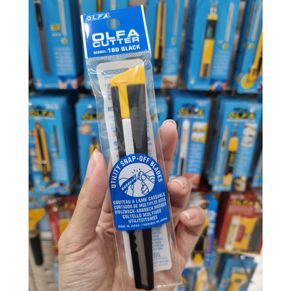 มีดคัตเตอร์ OLFA 180 Black ขนาด 9 มม.ด้ามโลหะดำ ขนาดเล็กงานตัดที่มีรายละเอียด | Shopee Thailand