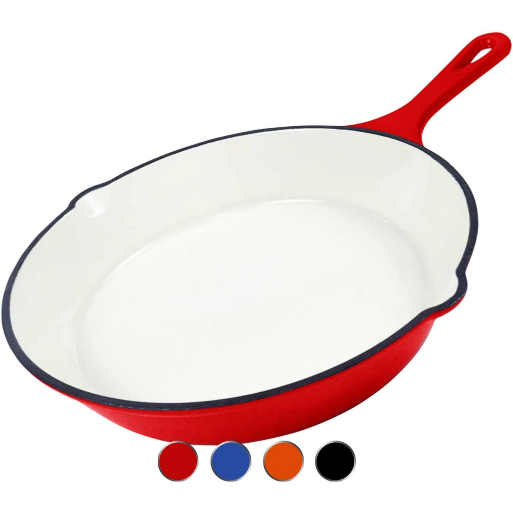 Enameled Cast Iron Fry Pan 26cm , Cream Enamel coating, Skillet Pan For ...
