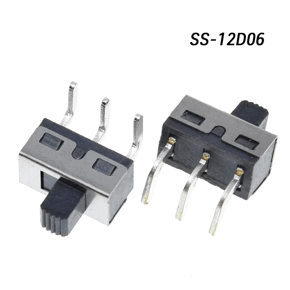 (2 ตัว) SS-12D10 SS-12D06 slide switch 3A 250V ขาโยก 5 มม. 1P2T Straight foot Bending of the ...