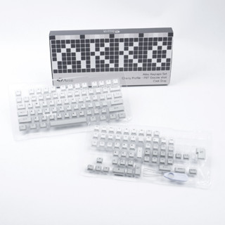 คีย์แคป AKKO Cool Gray Keycap Cherry profile 132 Button PBT Double shot ...
