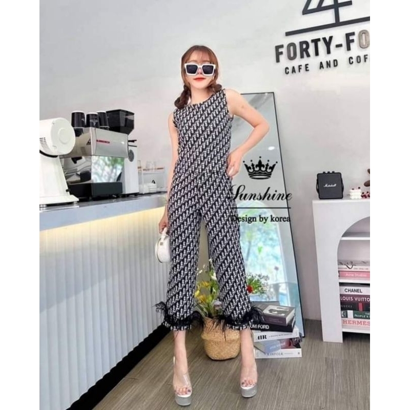 3xl☑️ เซทผ้าทอขนนก สีดำ เเพทเทิน 2xl ป้าย Lady Sunshine Shopee Thailand