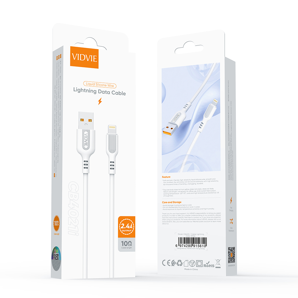 VIDVIE สายชาร์จ USB อุปกรณ์มือถือ รุ่น CB4021 สายกันไฟ | Shopee Thailand