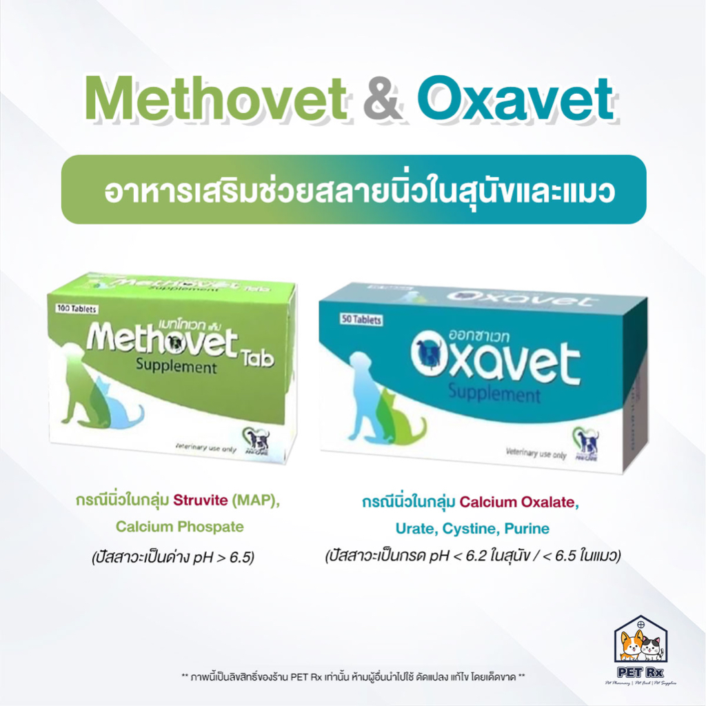 [ยกกล่อง!] 🔥 Methovet & Oxavet [แท้💯] อาหารเสริมเพื่อสลายนิ่วในสุนัขและ ...