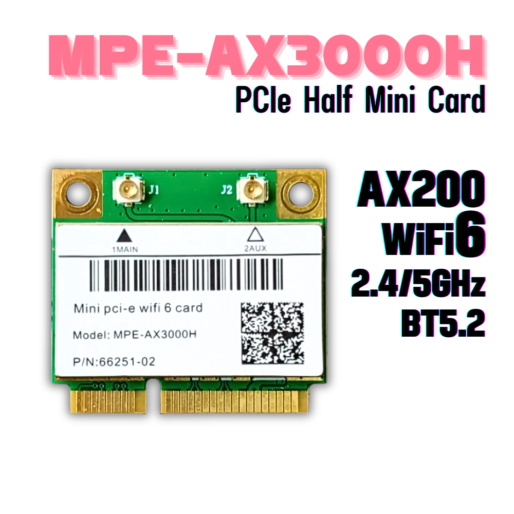การ์ด Wi-Fi MPE-AX3000H AX200 WiFi 6 802.11ax 2.4/5GHz Bluetooth 5.2 ...