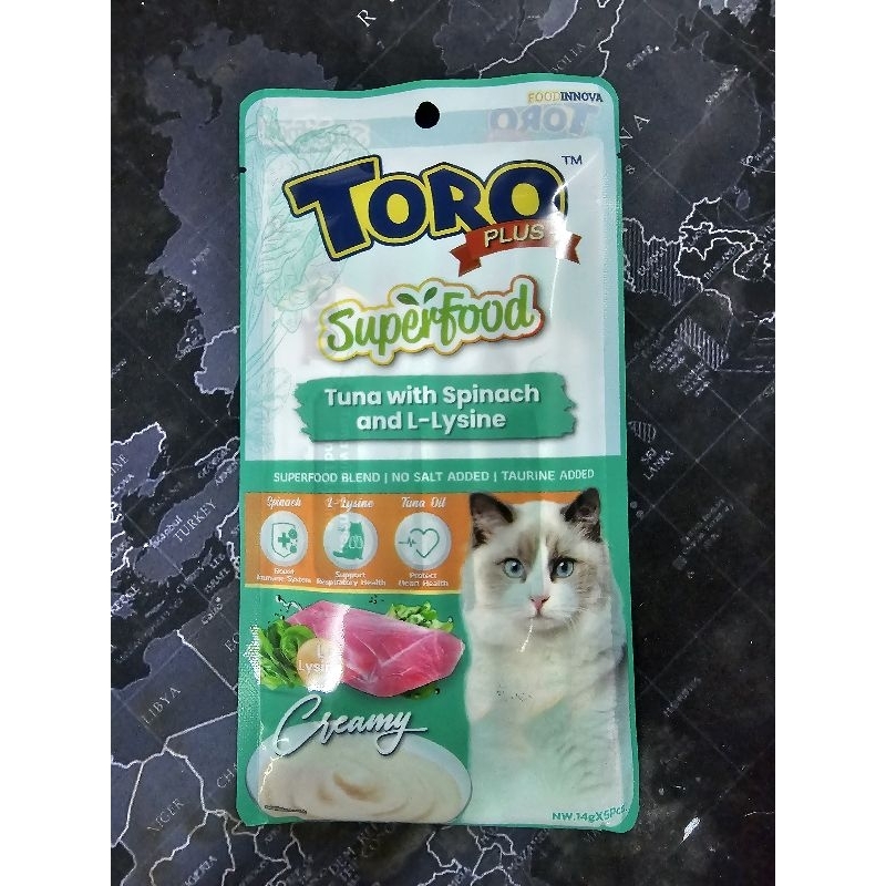 Toro Plus Superfood 14gx5Pcs. ขนมแมวเลีย โตโร่ พลัส ซูเปอร์ฟู้ด 14กรัม ...