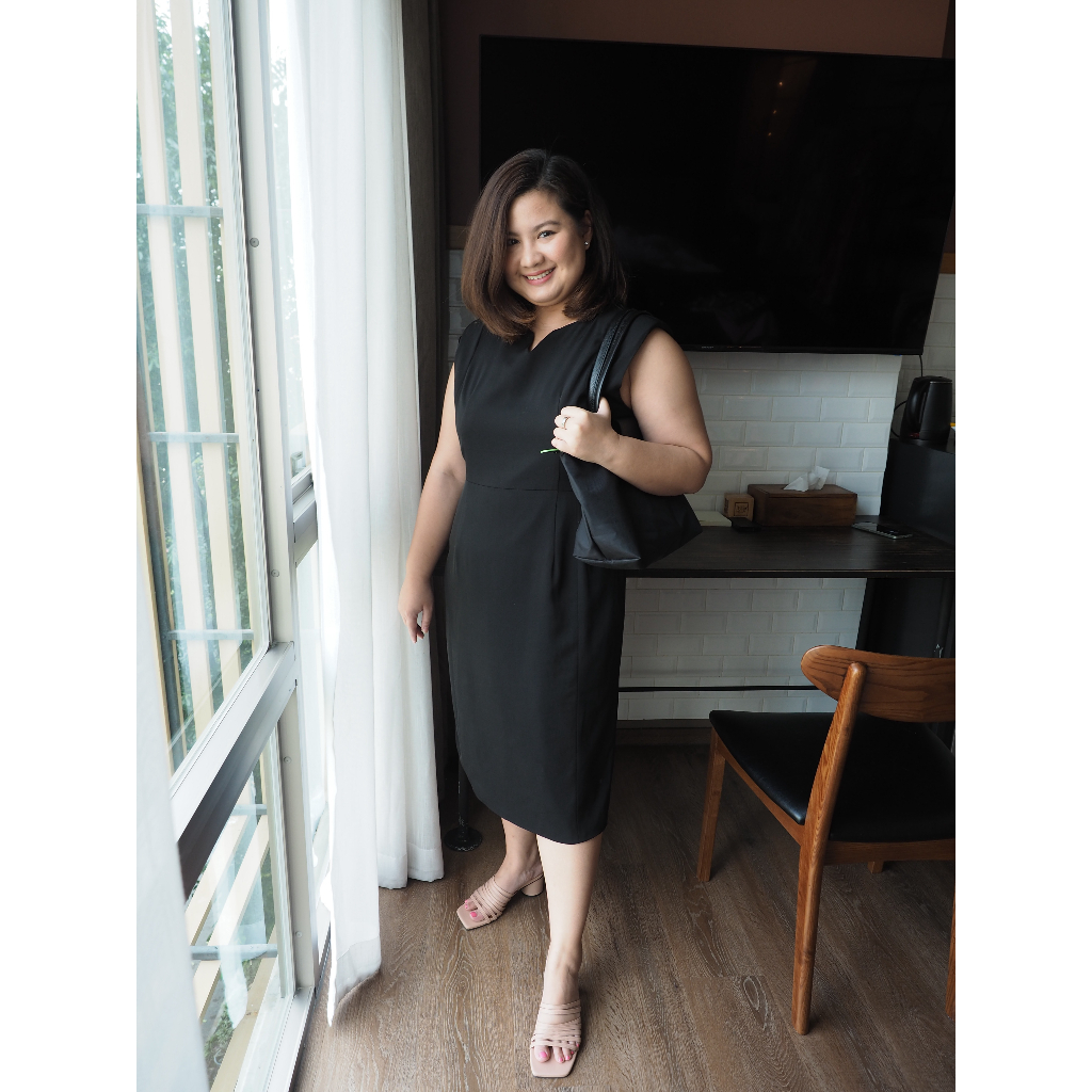 เดรสสุภาพแขนกุด สีดำ Letizia By Mutita Clothing เดรสสาวอวบ พร้อมส่ง | Shopee Thailand