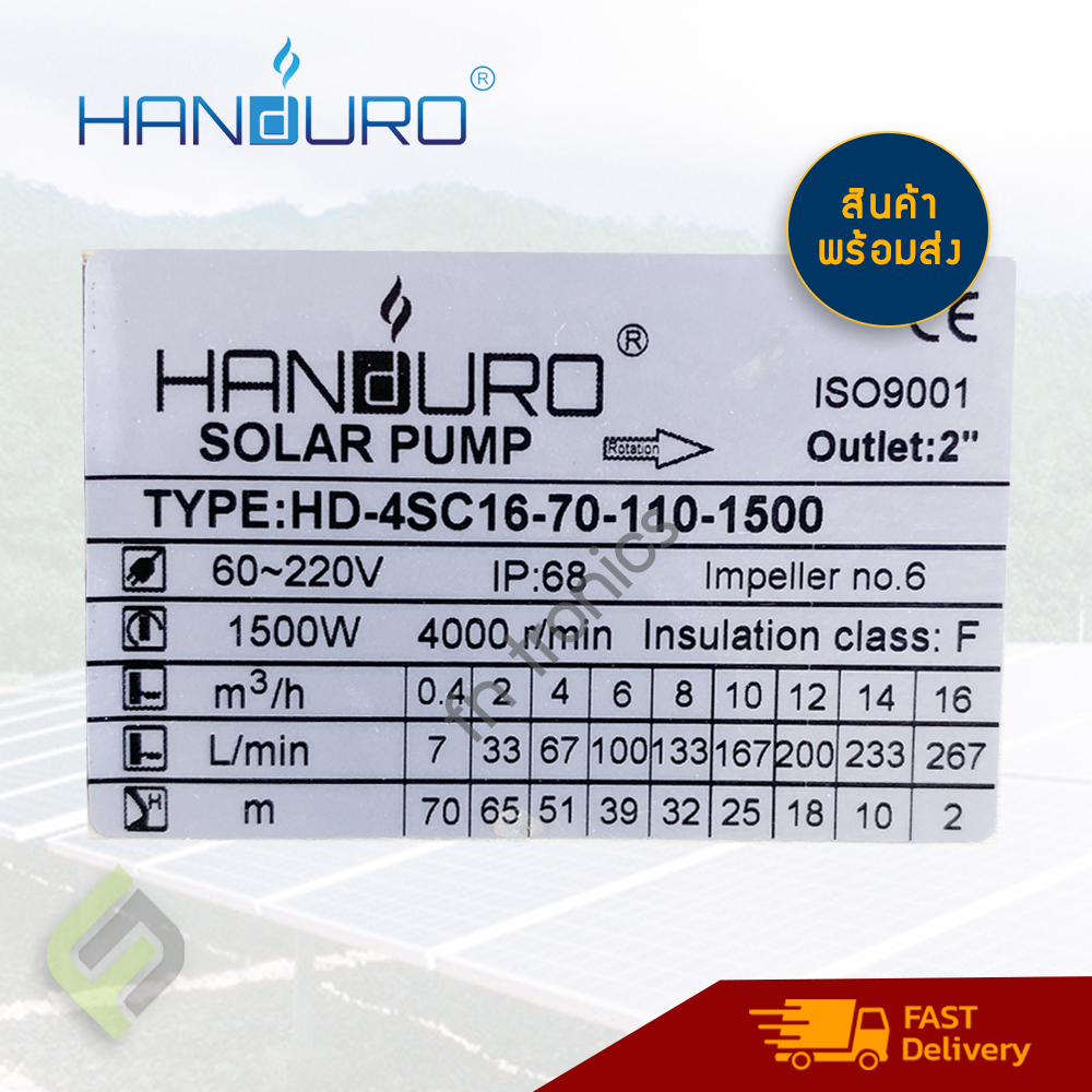 ราคาส่ง Handuro 1500W ฮันดูโร่ ปั๊มบาดาลโซล่าเซลล์ ซัมเมอร์สบัลเลส รับ ...