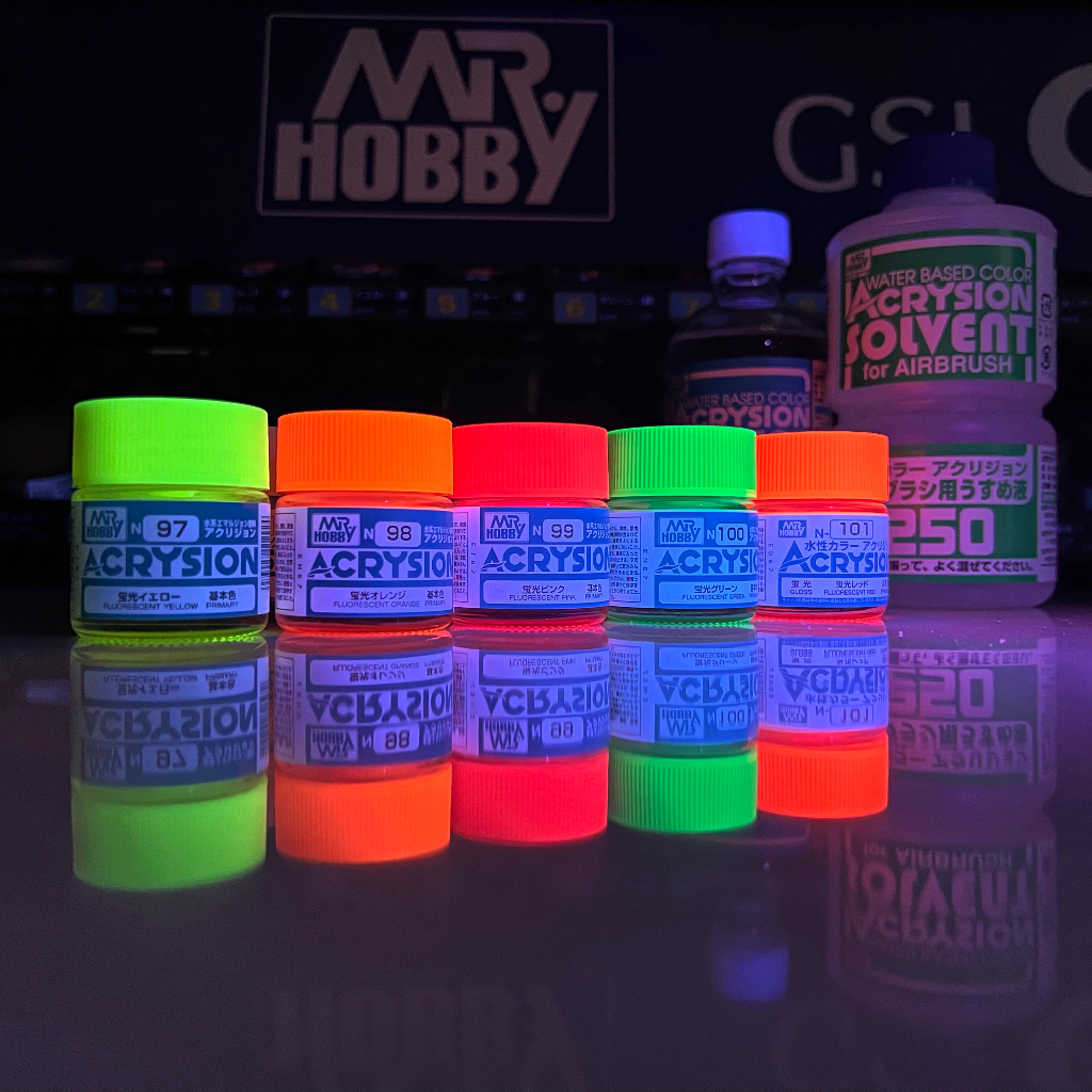 Mr.HOBBY ACRYSION Fluorescent Color สีอะคริลิคสูตรน้ำ กลุ่มสีทึบแสงฟลู ...