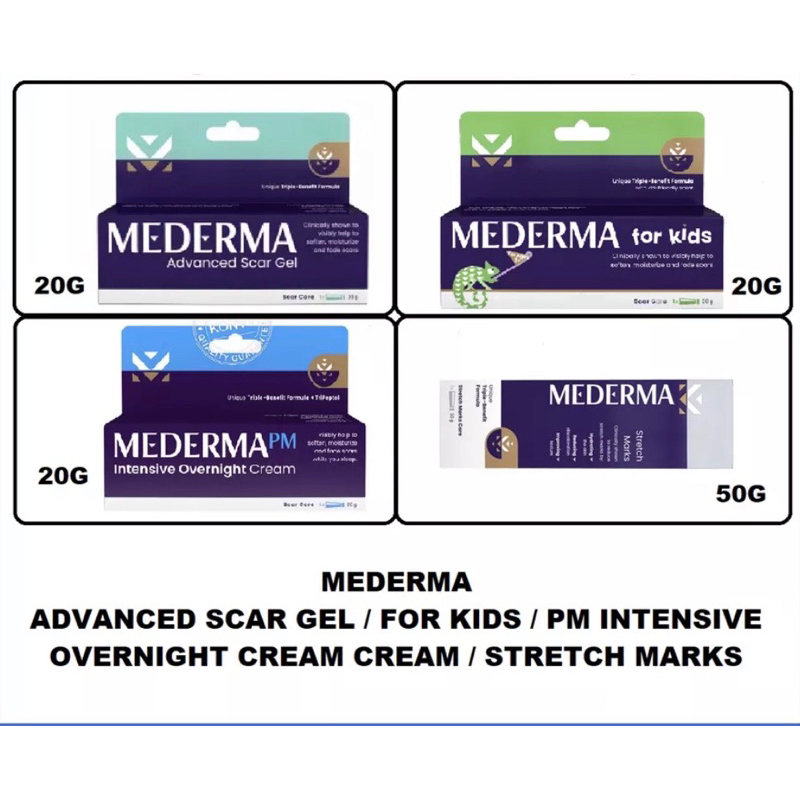 Mederma Advanced Scar Gel 20g/ For Kids 20g/ Overnight PM 20g/ Stretch ...