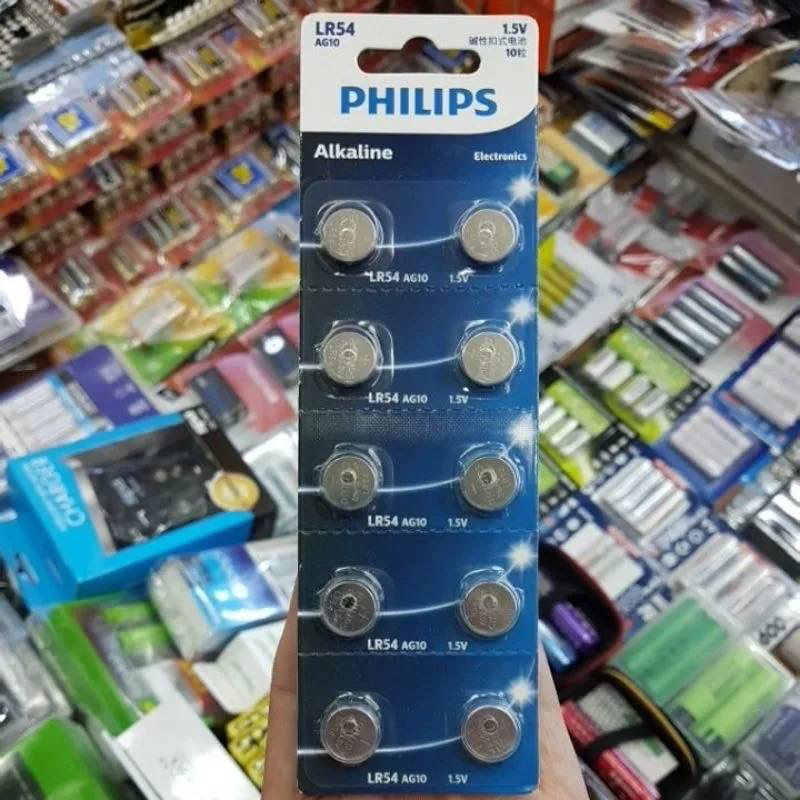 (10ก้อน) ถ่าน Philips LR1130, LR54, AG10 1.5V Alkaline Battery ของใหม่ ...