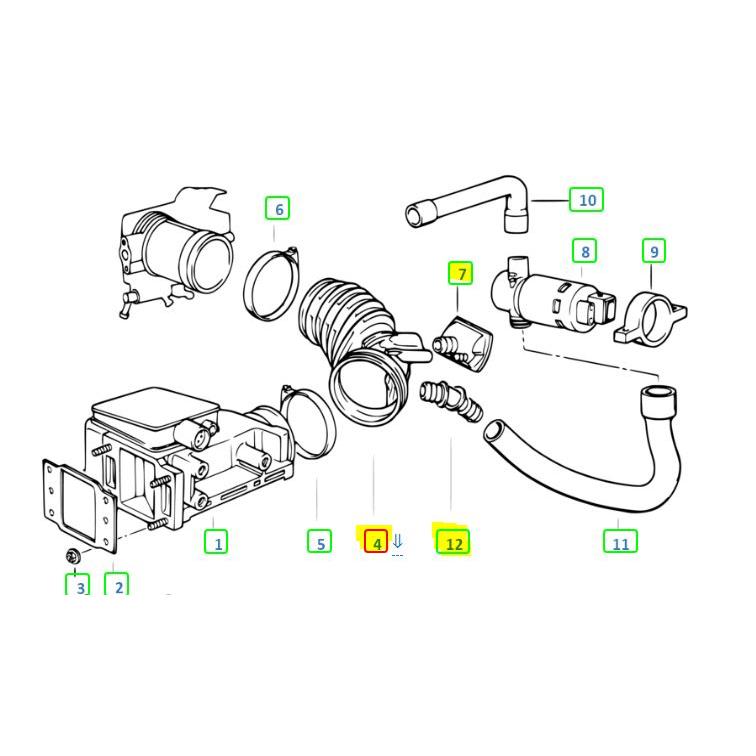 ท่ออากาศ Rubber Boot 1739574 Resonator Support BMW E36 M43 แท้เดิม ...