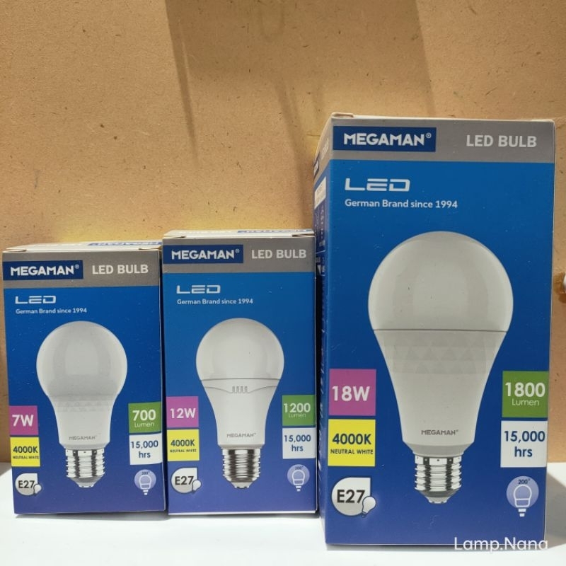 LED Bulb 7w, 12w, 18w แสงคูลไวท์ ขาวนวล 4000K E27 Megaman | Shopee Thailand