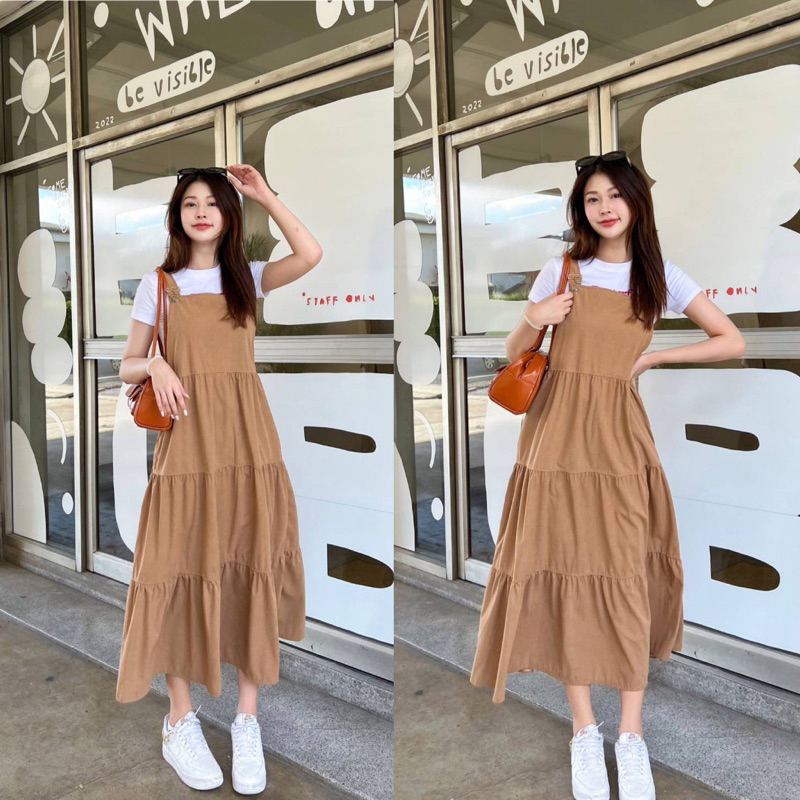 ♡Layered Overalls♡เอี๊ยมยาวระบายชั้น #มีลายสก็อต | Shopee Thailand