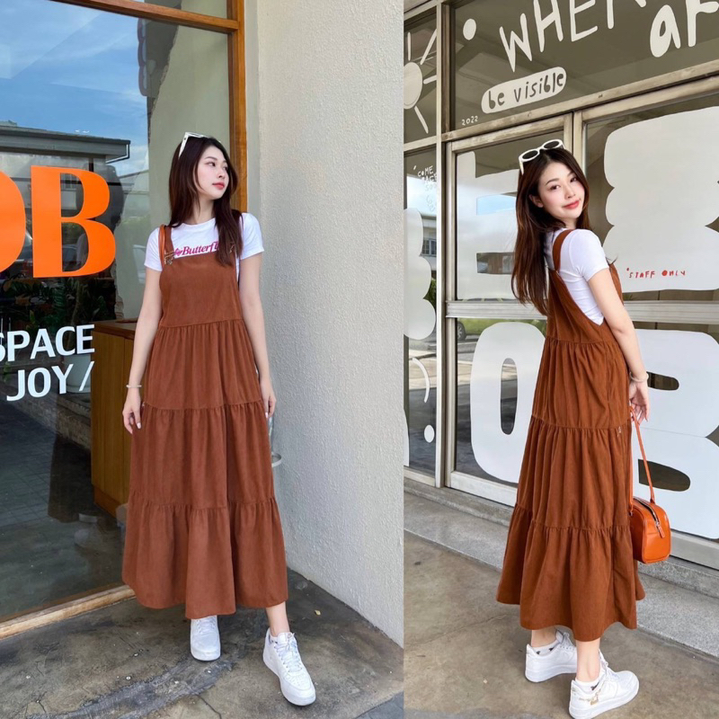 ♡Layered Overalls♡เอี๊ยมยาวระบายชั้น #มีลายสก็อต | Shopee Thailand