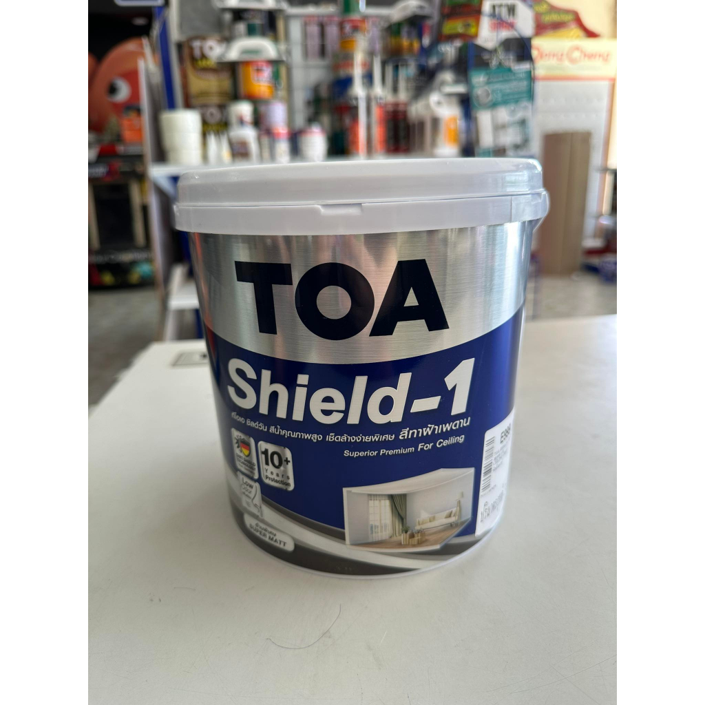สีทาฝ้า TOA Shield-1 ชิลด์ วัน สีน้ำอะคริลิก สำหรับทาฝ้าเพดาน ทีโอเอ ขนาด 3.785 ลิตร หรือ 1 ...