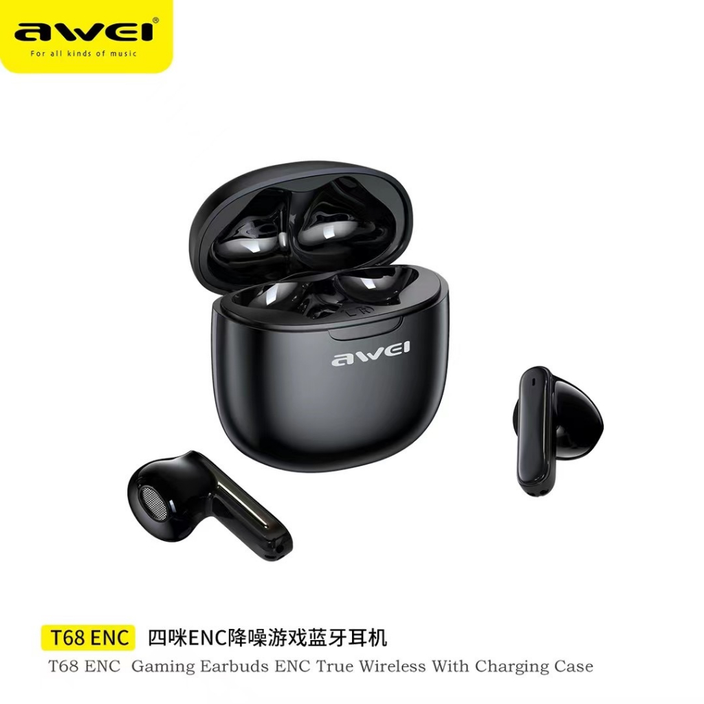 Awei T68 ENC หูฟังอินเอียร์ หูฟัง ไร้สาย TWS Dual Dynamic Driver ...