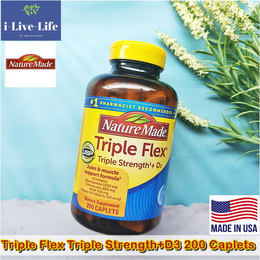 Nature Made - Triple Flex Triple Strength+ Vitamin D3, 200 Caplets ทริป ...