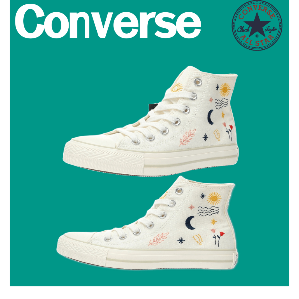 Converse Chuck Taylor All Star High Flower Sun moon Star Sports รองเท้า ...