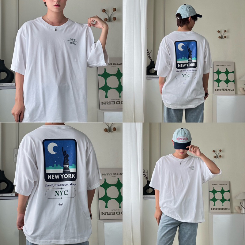 THEBOY-NEW YORK NEVER SLEEPS OVERSIZE เสื้อยืดเดอะบอยทรงโอเวอร์ไซส์ | Shopee Thailand