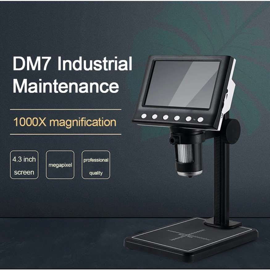 DM7 4.3นิ้วหน้าจอกล้องจุลทรรศน์กำลังขยายสูง1600X กล้องจุลทรรศน์ดิจิตอลอุตสาหกรรมอิเล็กตรอนพร้อม ...