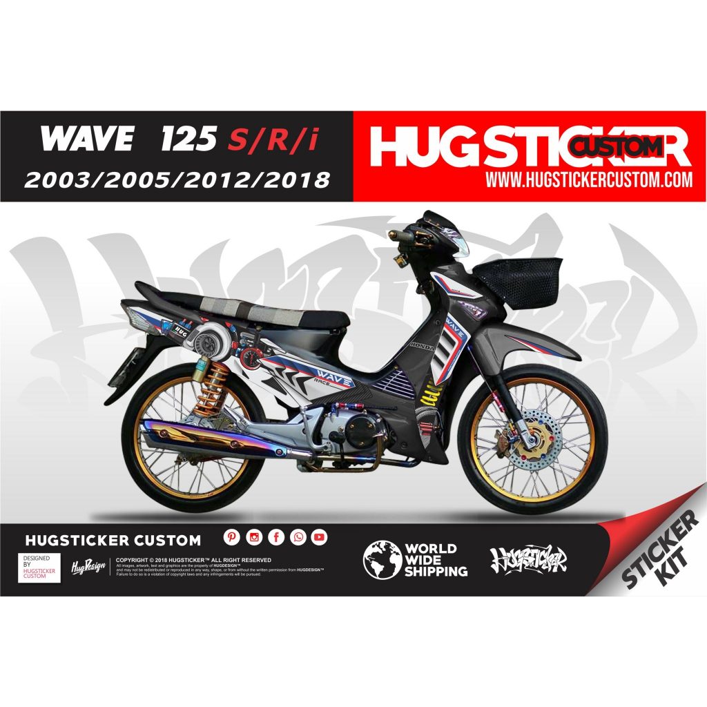 สติ๊กเกอร์ติดรถ สติ๊กเกอร์ เวฟ Honda Wave 125i/125i LED/125s/125r/125 ...