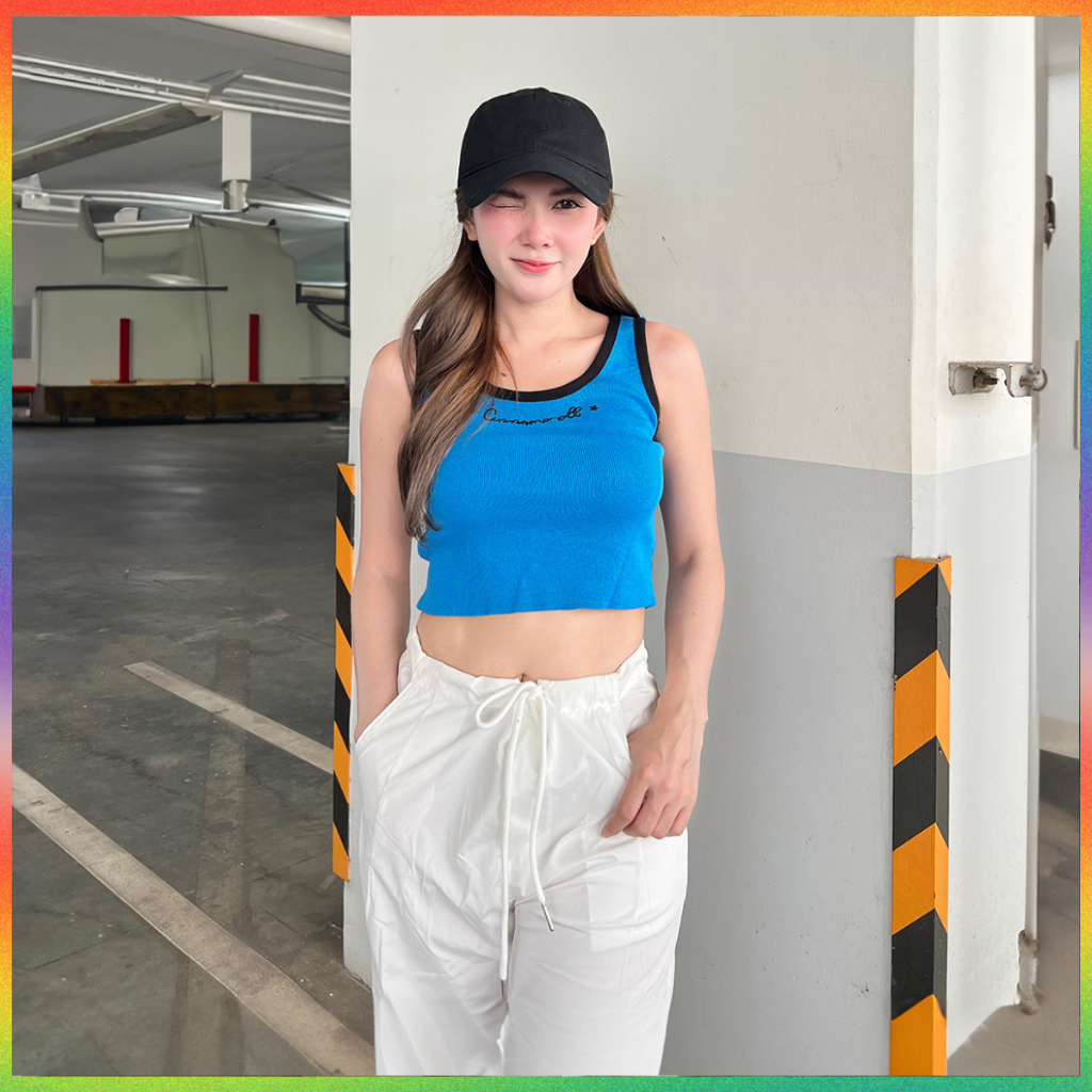 🌈 MesubShop 🌈เสื้อแขนกุด ทรงครอปท๊อป ดีเทลปักช่วงอก รุ่น โคล่า B-011-3-A | Shopee Thailand