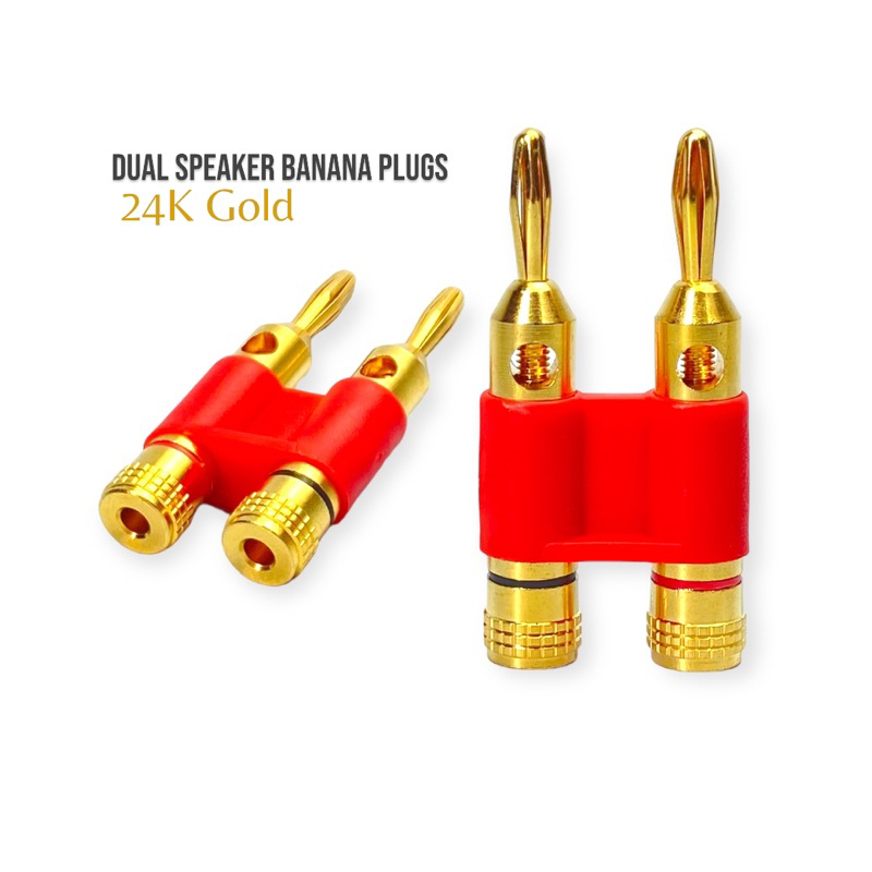 BANANA PLUG DOUBLE RED Dual Plugs ปลั๊กกล้วยลำโพงคู่ ชนิดสกรูเปิด ปลั๊ก ...