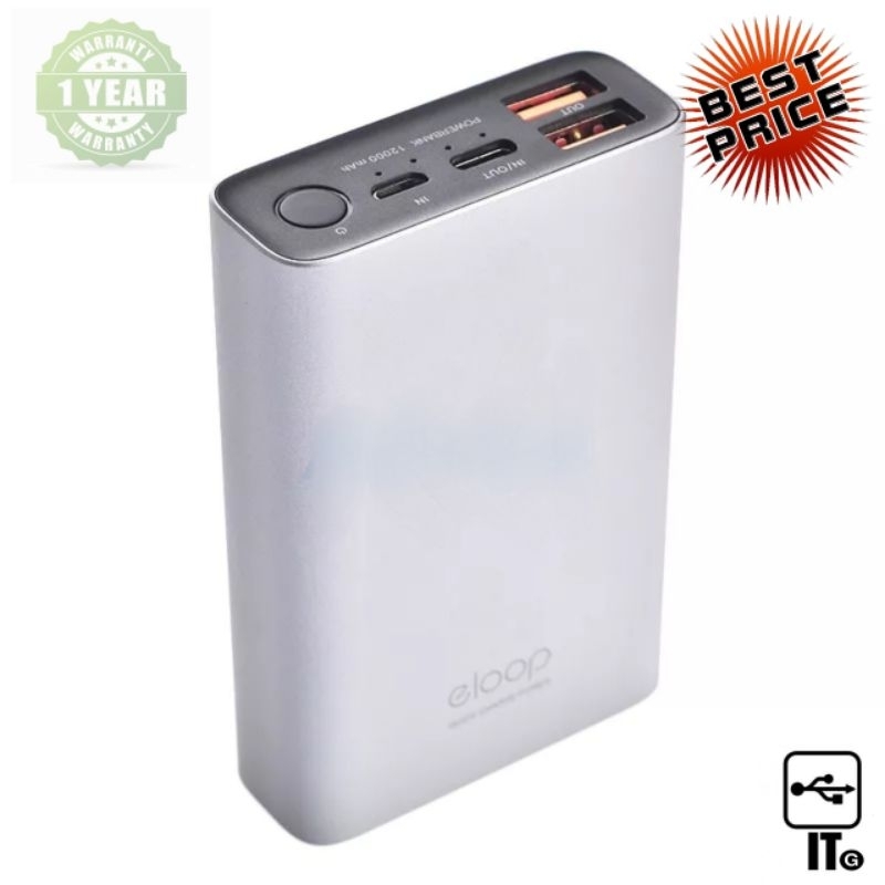 POWER BANK 12000 mAh 'ELOOP' (E36) Quick Charge 3.0 แบตเตอรี่สำรอง Quick Charge ประกัน 1Y ...