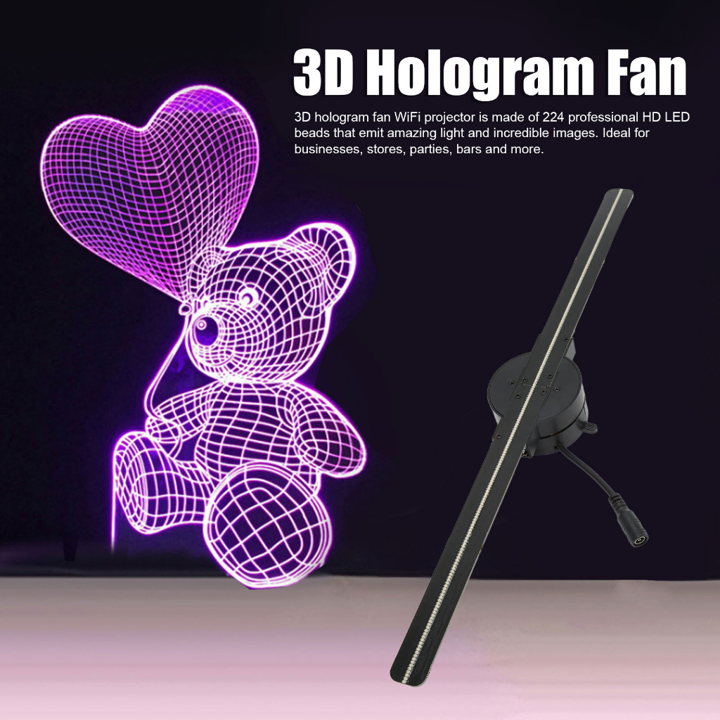 3D Hologram Fan 16.5in 2000x224 WiFi Projector with 224 LED Light Bead for Business Store ...