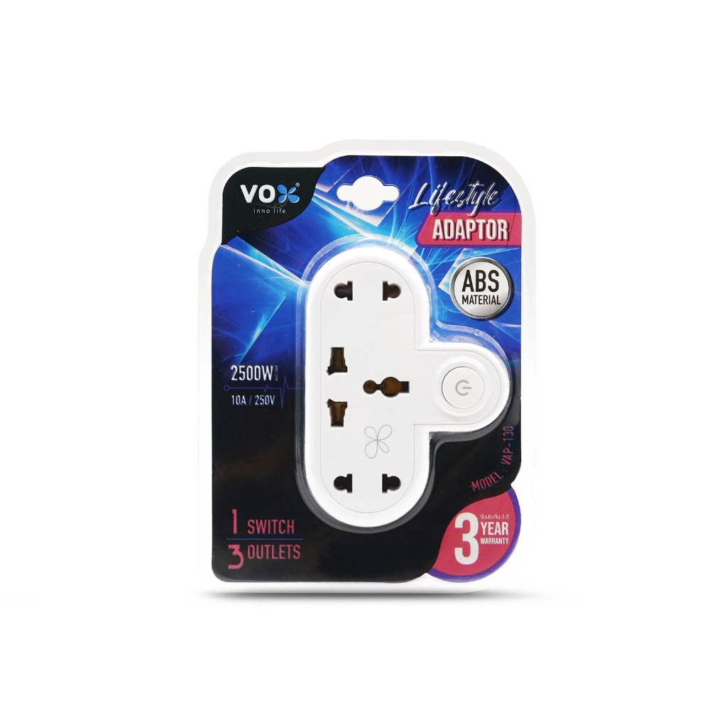 ปลั๊กแปลงขา Universal Adapter ยี่ห้อ Vox รุ่น VAPรองรับไฟ 2500 วัตต์ ...