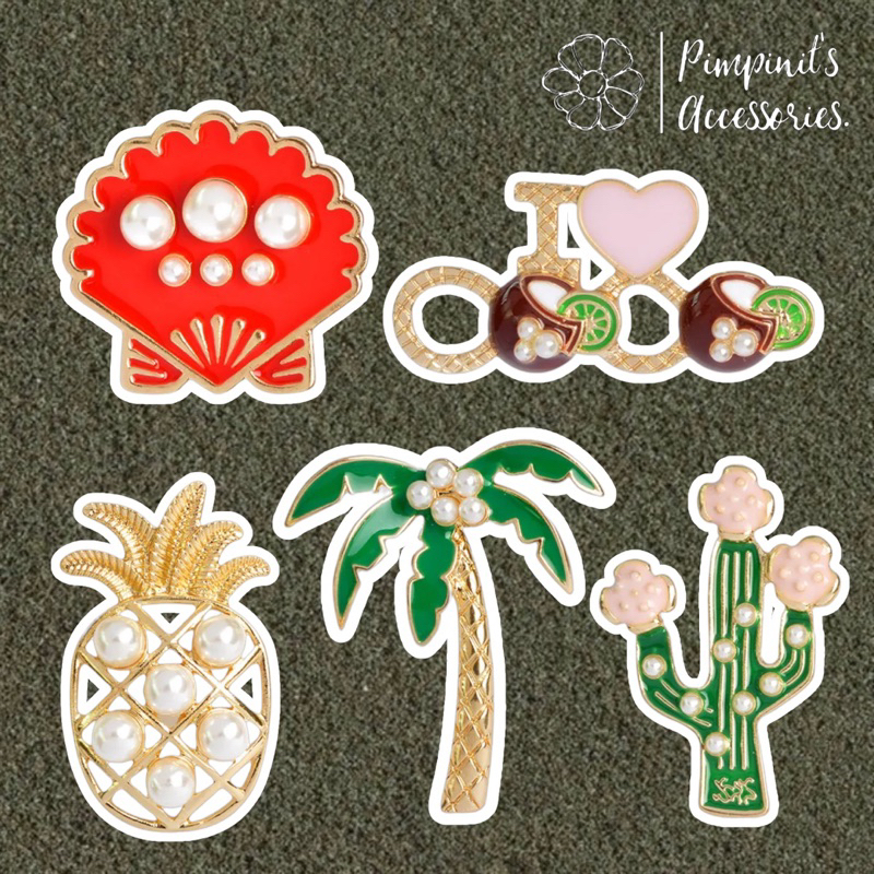 ʕ •ᴥ•ʔ พร้อมส่ง : เข็มกลัดเซ็ทสัปปะรด,ต้นมะพร้าวและกระบองเพชร ...