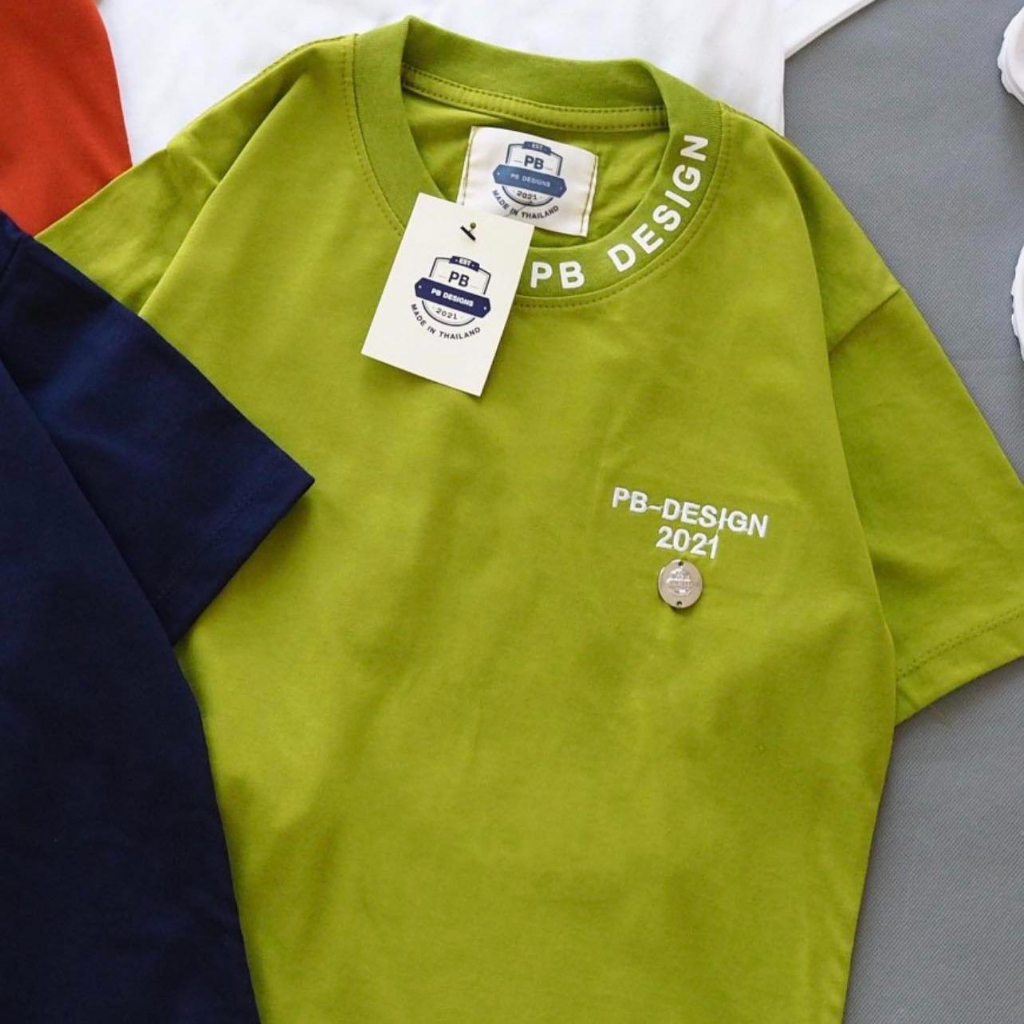 PB DESIGN เสื้อยืดแขนสั้น รุ่นคอแถบใหม่ ผ้าคอตตอนทรงตรง คอกลม S-3XL | Shopee Thailand