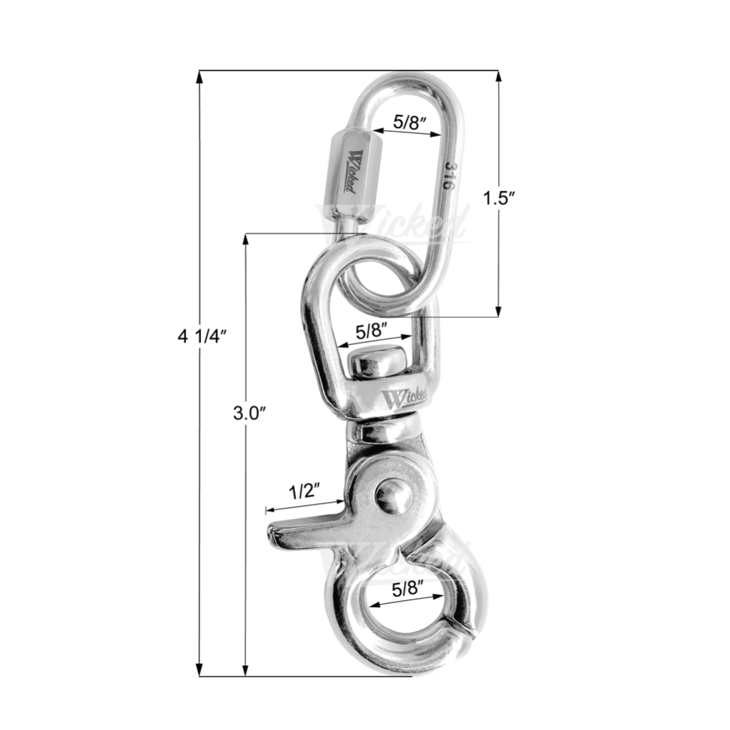 Wicked ตะขอเกี่ยว Swivel Eye Trigger Snap Hook สแตนเลส 316 สำหรับกีฬาดำ ...
